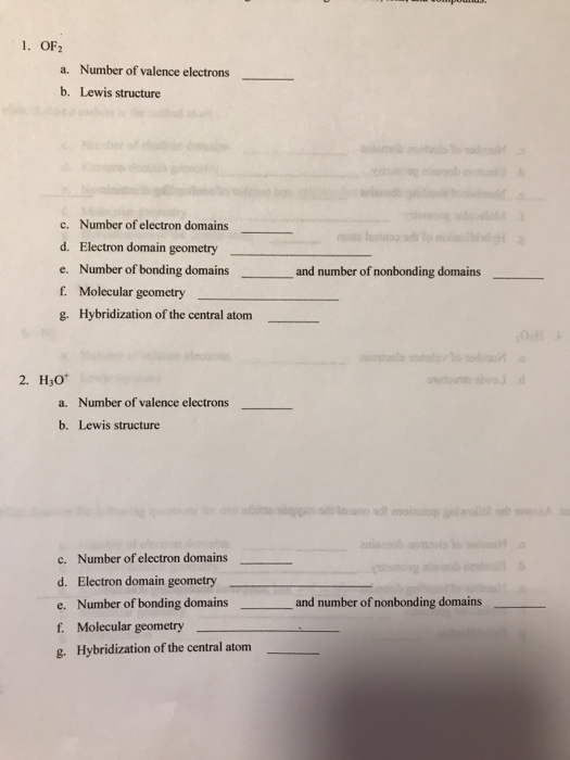 Solved 1. OF2 a. Number of valence electrons b· Lewis | Chegg.com