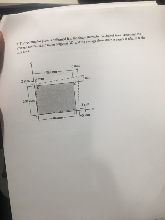 Solved 3. The rectangular plate is deformed into the shape | Chegg.com