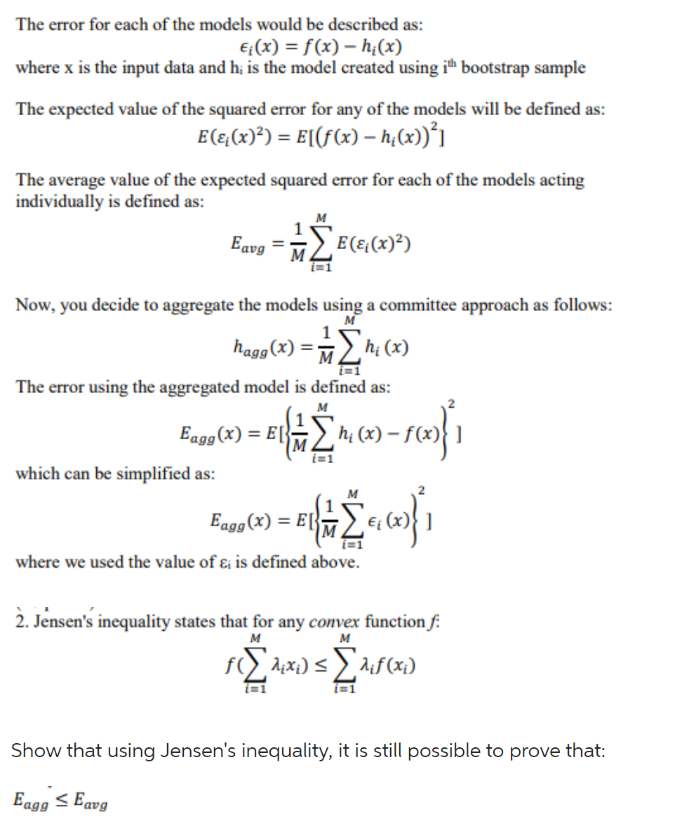 Solved The error for each of the models would be described | Chegg.com