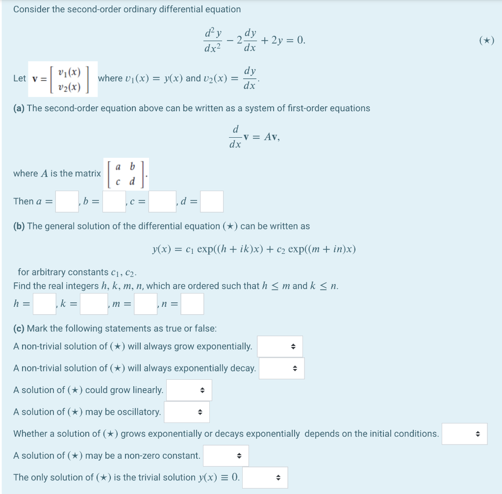 Solved Consider the second-order ordinary differential | Chegg.com