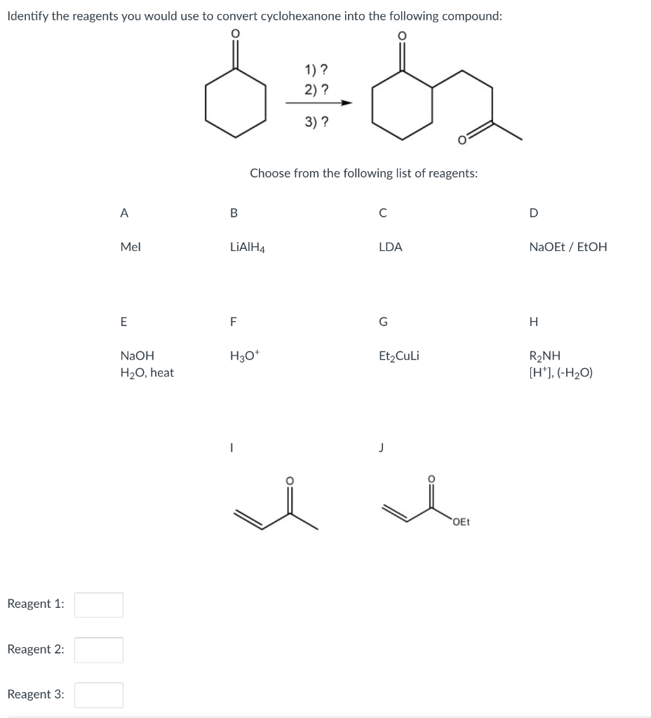 Solved Choose from the following list of reagents: | Chegg.com