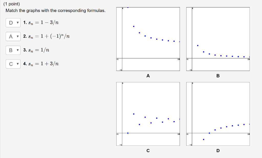 Solved (1 point) Match the graphs with the corresponding | Chegg.com