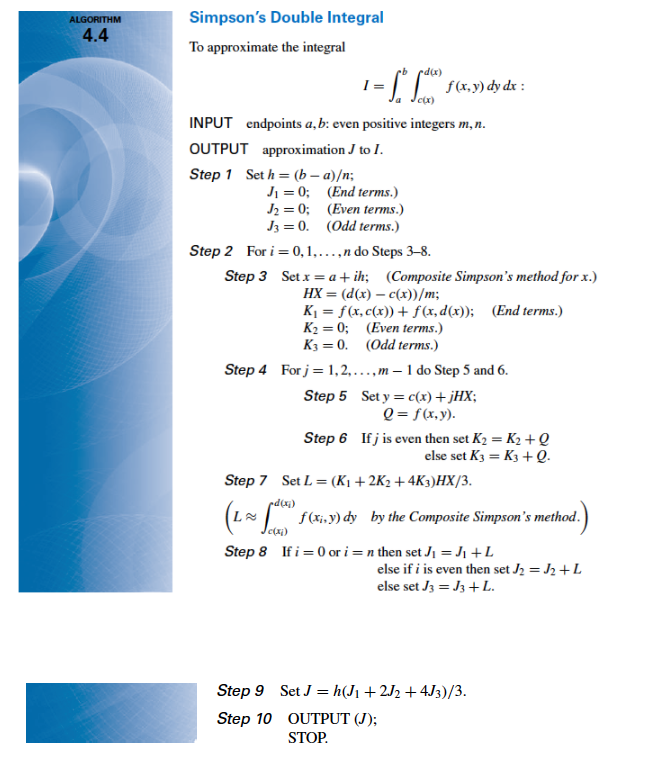 Solved 1. Use Algorithm 4.4 with n = m = 4 to approximate | Chegg.com