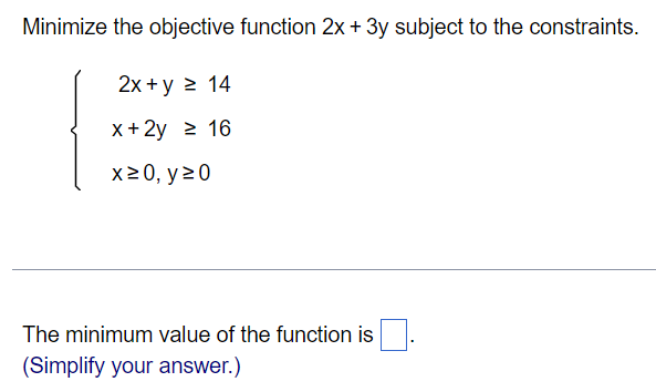 Solved Minimize The Objective Function 2x 3y Subject To The