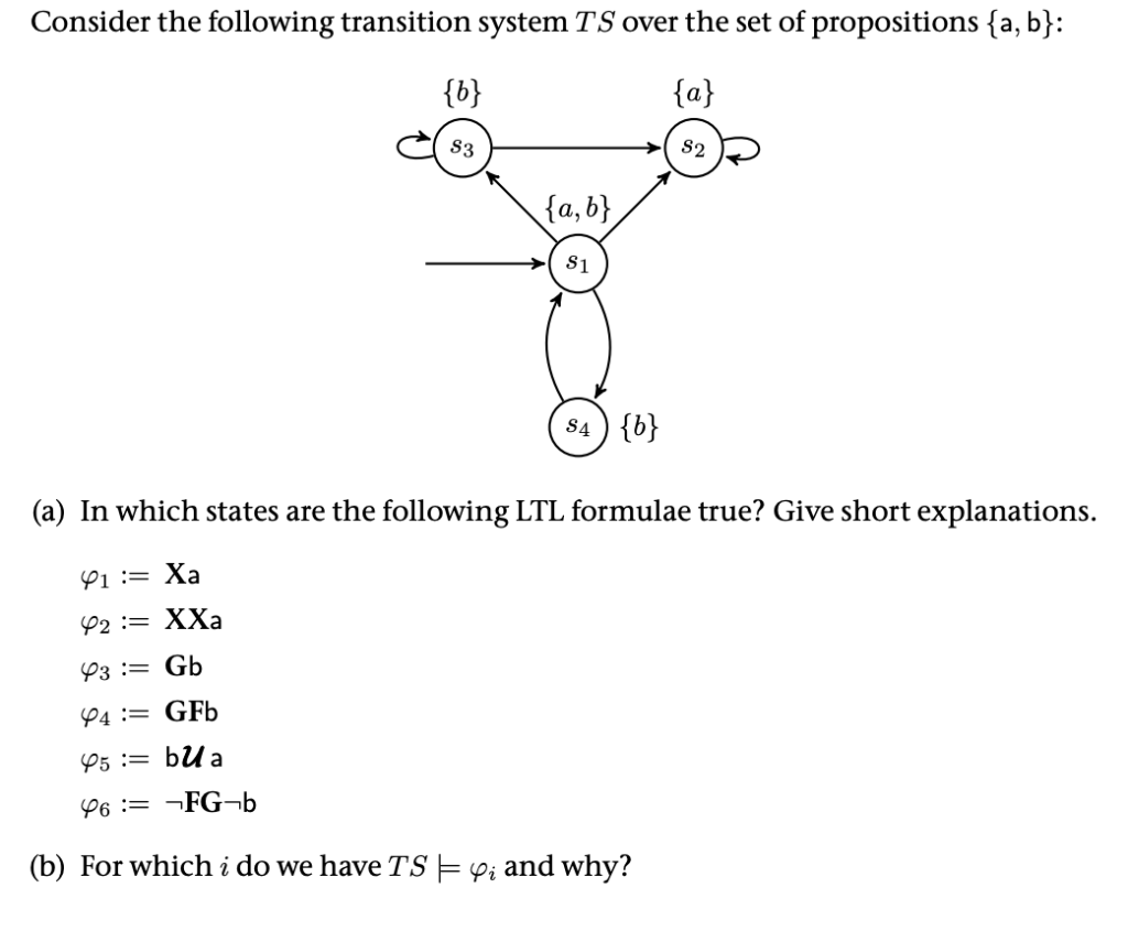 Consider the following transition system TS over the | Chegg.com