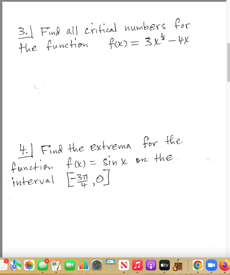Solved 3. Find all critical numbers for f(x) = 3x²³² - 4x | Chegg.com