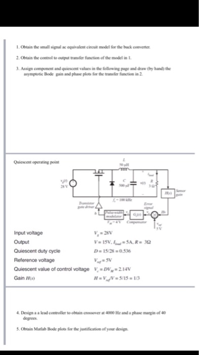 Solved 1. Obtain the small signal ac equivalent circuit | Chegg.com