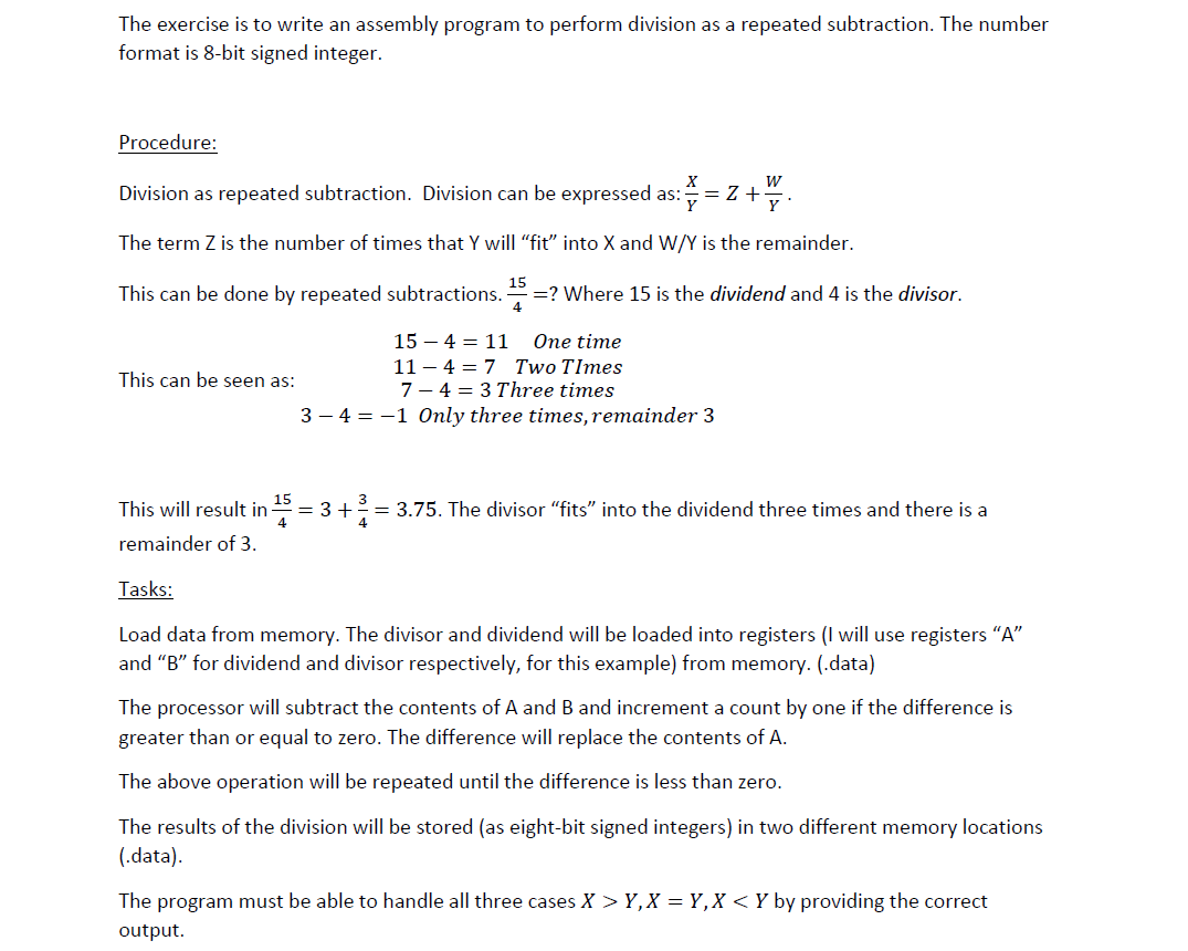 The exercise is to write an assembly program to | Chegg.com
