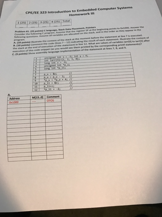 CPE/EE 323 Introduction to Embedded Computer Systems | Chegg.com