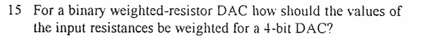 Solved For a binary weighted-resistor DAC how should the | Chegg.com