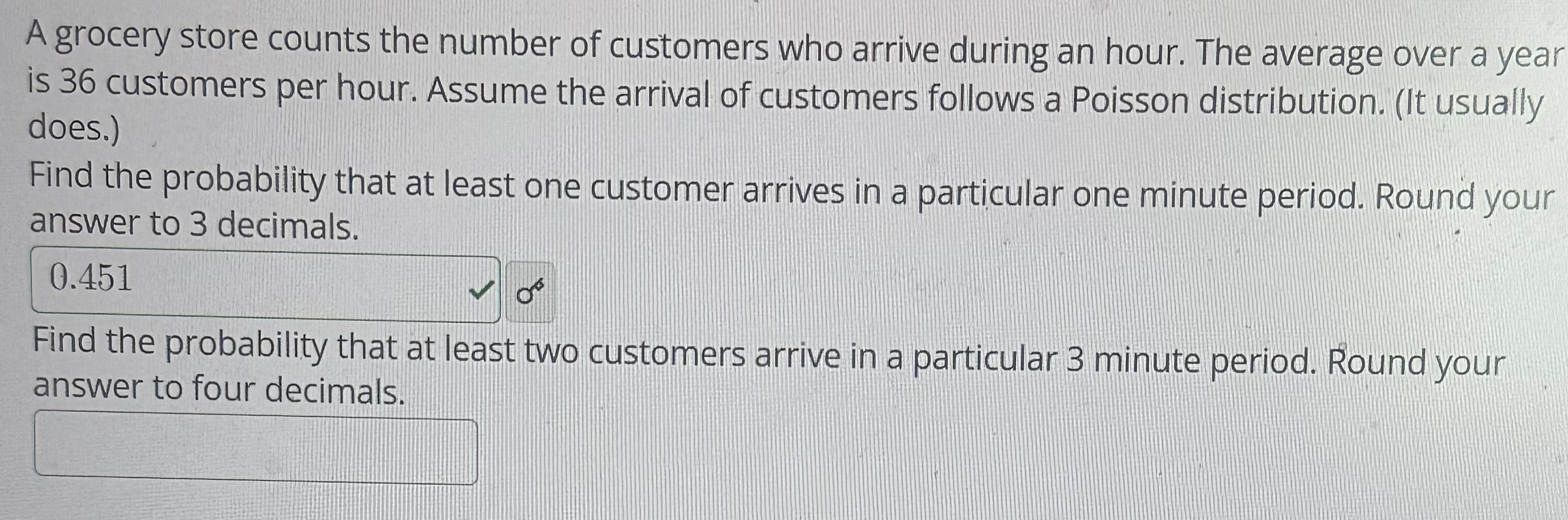 Solved A grocery store counts the number of customers who | Chegg.com