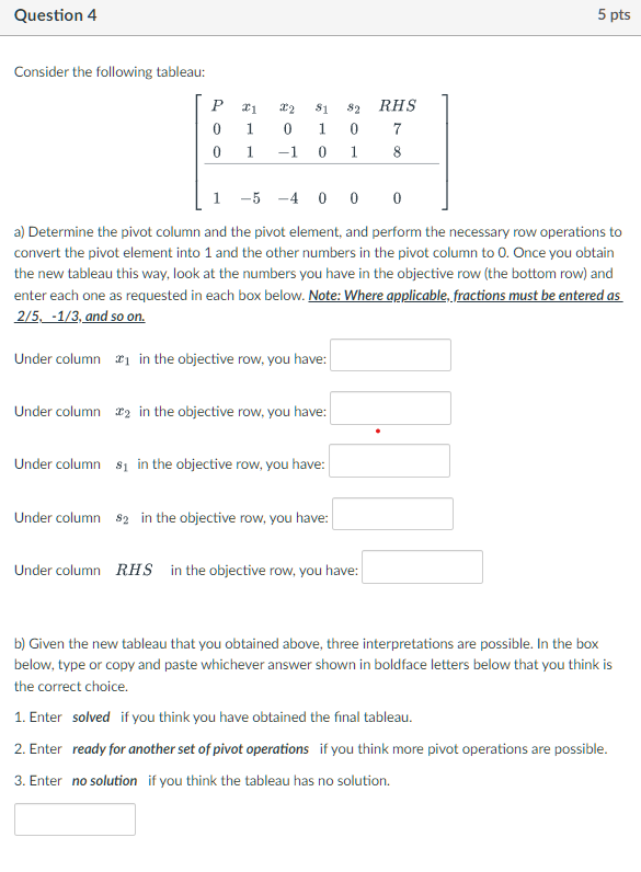 Solved Consider the following tableau: | Chegg.com