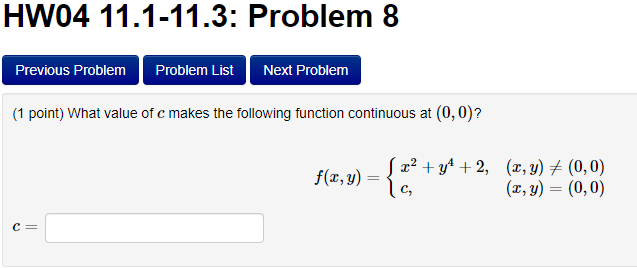 Solved HW04 11.1-11.3: Problem 7 Previous Problem Problem | Chegg.com