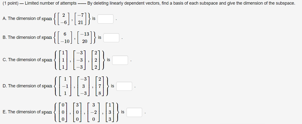 Solved (1 point) --- Limited number of attempts ------ By | Chegg.com