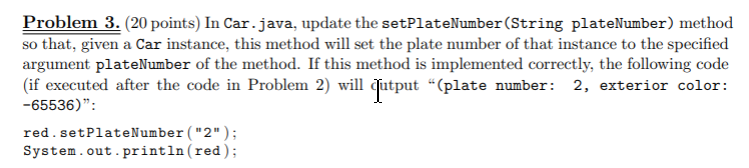 Solved Car.java package csi405.homework.hw02; /** * Each | Chegg.com