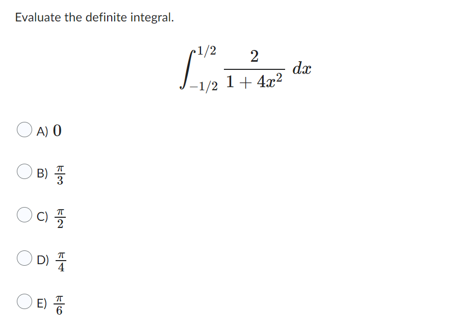 Solved Evaluate the definite integral. ∫03/21−x21dx A) 2π B) | Chegg.com