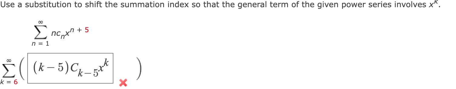 Solved Use a substitution to shift the summation index so | Chegg.com