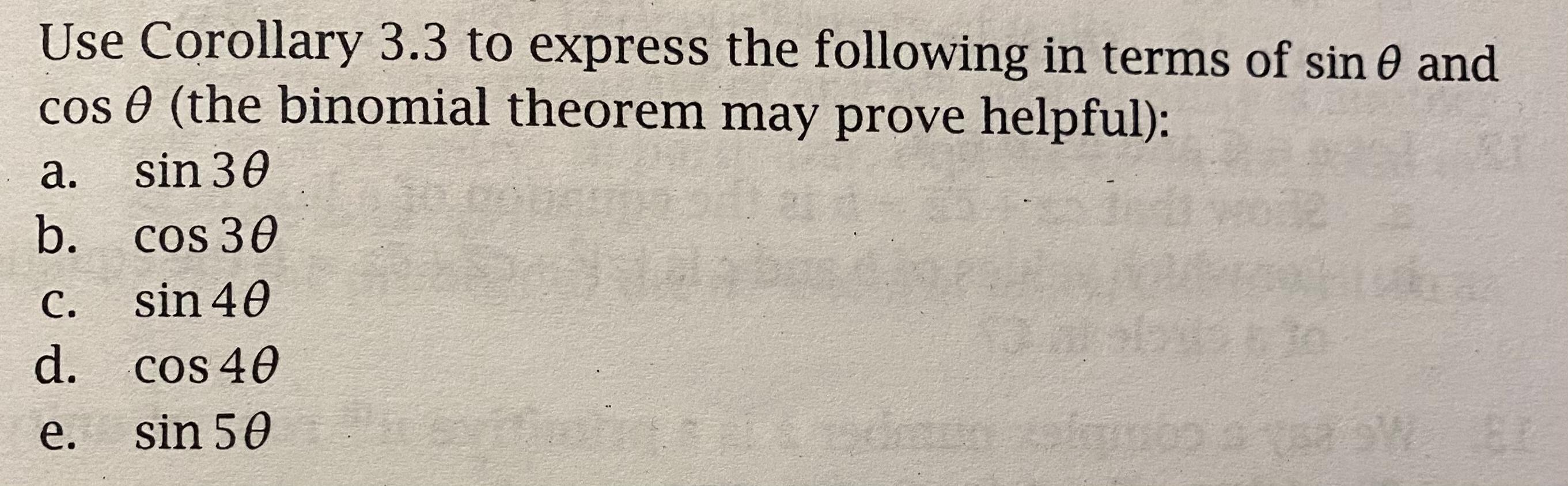 Solved Use Corollary 3.3 to express the following in terms | Chegg.com