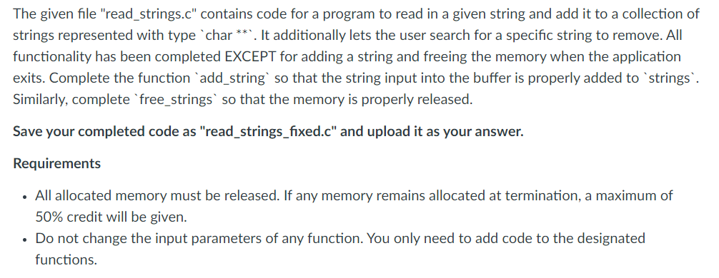 Solved C Language Only Readstrings File Include 9229