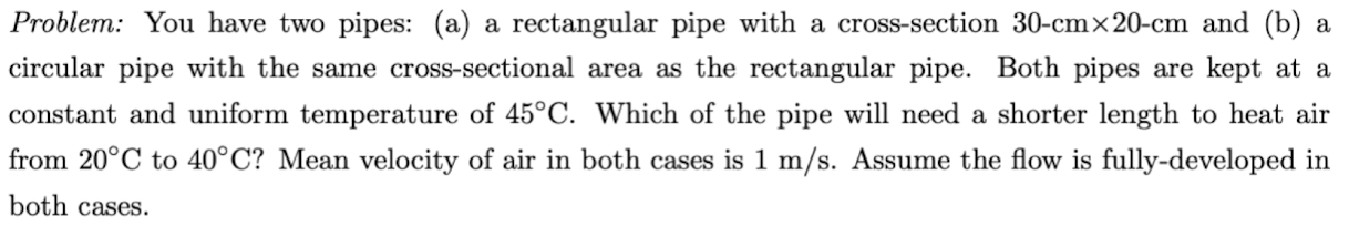 Solved Problem: You have two pipes: (a) a rectangular pipe | Chegg.com