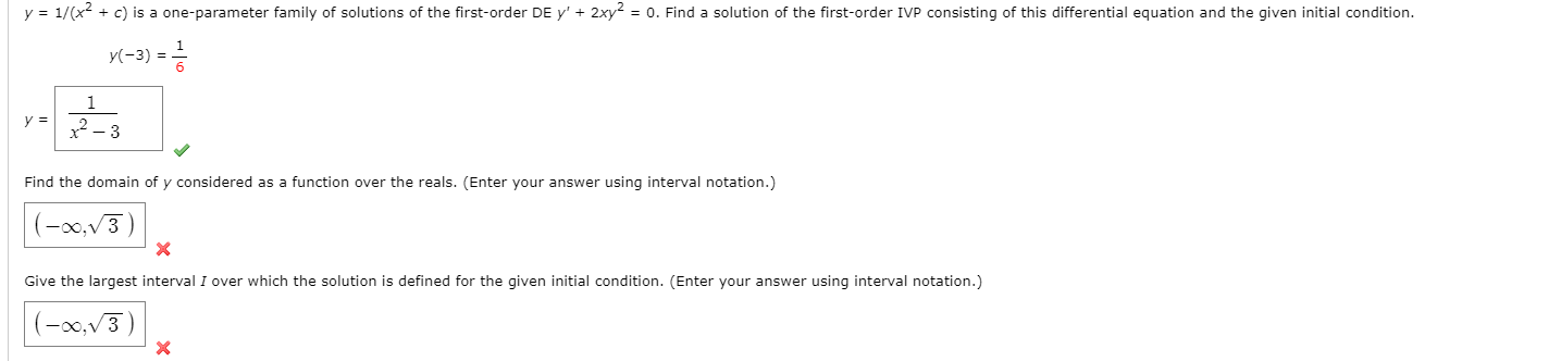 Solved y = 1/(x2 + c) is a one-parameter family of solutions | Chegg.com
