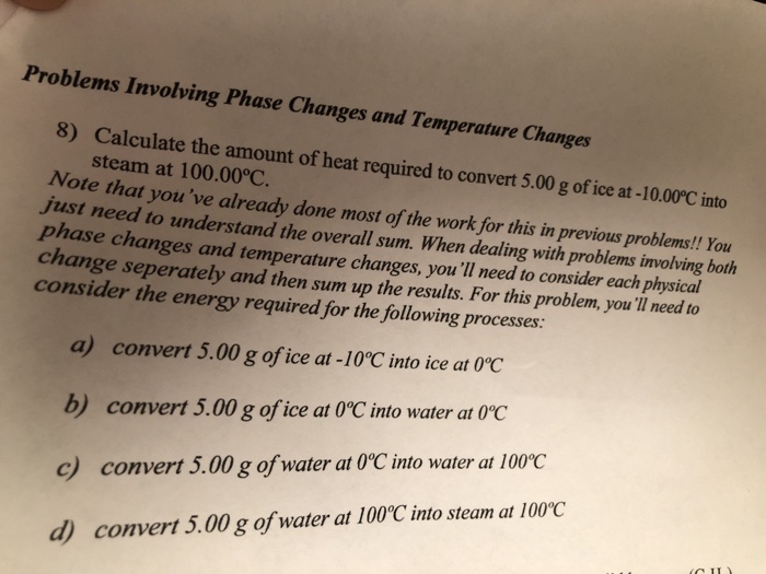 Solved Problems Involving Phase Changes and Temperature | Chegg.com