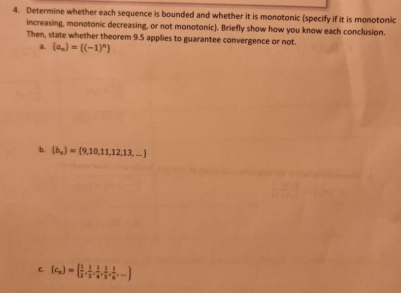 Solved 4. Determine whether each sequence is bounded and | Chegg.com