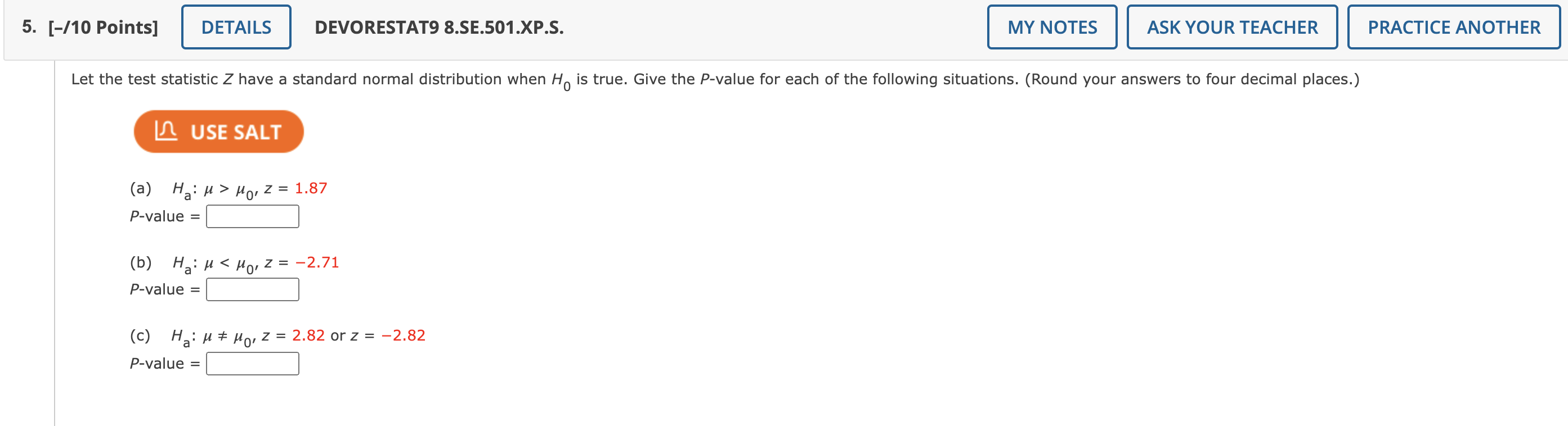 Solved 5. [-/10 Points] DETAILS DEVORESTAT9 8.SE.501.XP.S. | Chegg.com