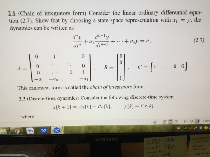 Solved 2.1 (Chain of integrators form) Consider the linear | Chegg.com