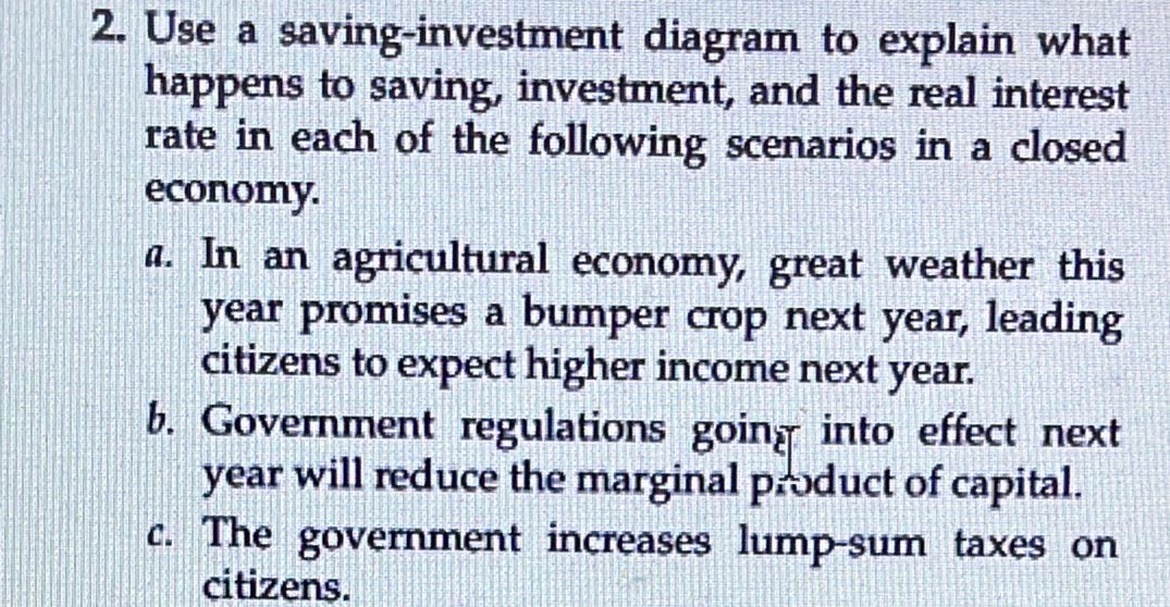 Solved 2. Use a saving-investment diagram to explain what | Chegg.com