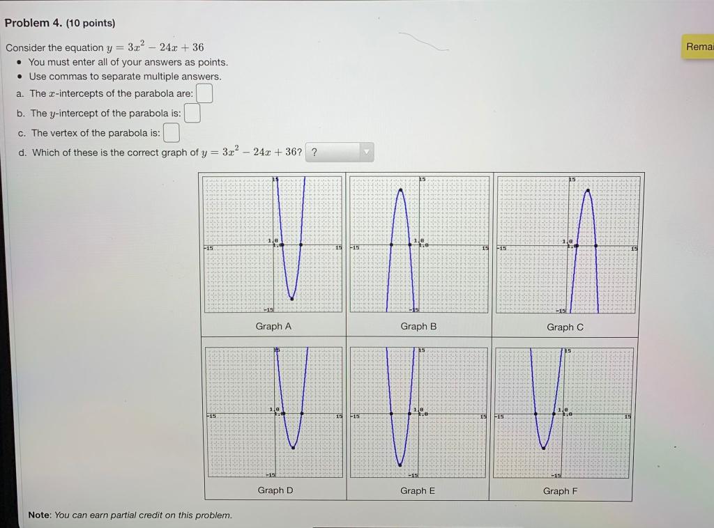 Solved Problem 4. (10 points) Rema Consider the equation y = | Chegg.com