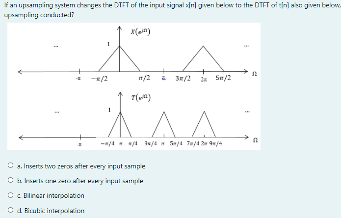 Solved If an upsampling system changes the DTFT of the input | Chegg.com