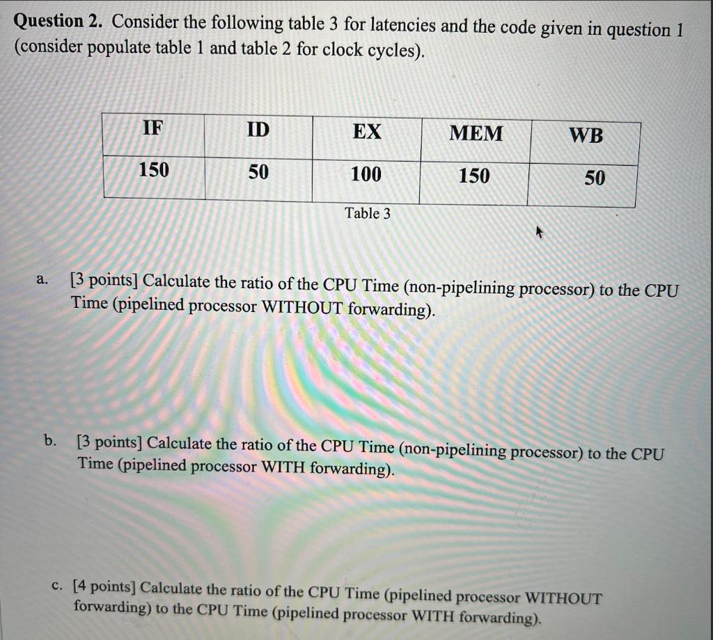Solved Consider the following table 3 for latencies and the | Chegg.com