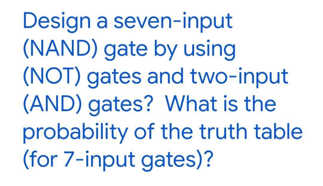 Solved Design a seven-input (NAND) gate by using (NOT) gates | Chegg.com