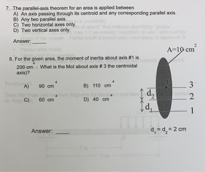 Solved 7. The parallel-axis theorem for an area is applied | Chegg.com