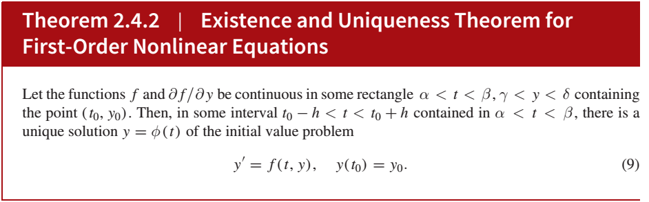 Solved Theorem 2 4 2 Existence And Uniqueness Theorem For