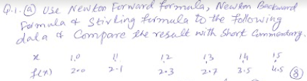 Solved Q.1. Use Newton Forward formula, New Rom Beckward | Chegg.com
