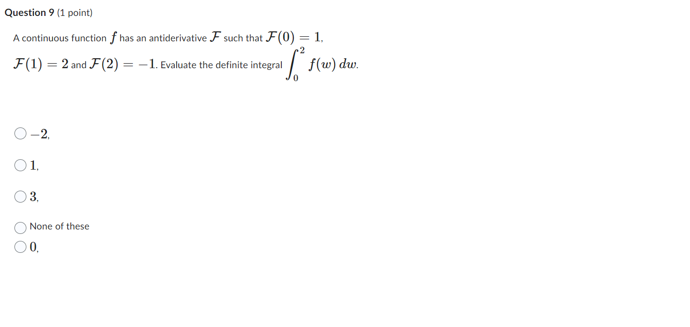 Solved A continuous function f has an antiderivative F such | Chegg.com