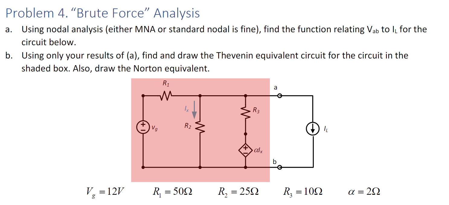 Solved Problem 4. ﻿"Brute Force" Analysisa. ﻿Using nodal | Chegg.com