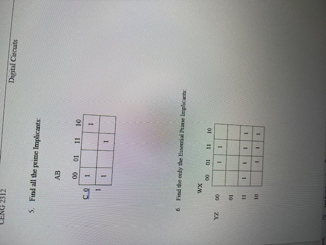 Solved 5. Find all the prime Implicants: AB 6. Find the only | Chegg.com