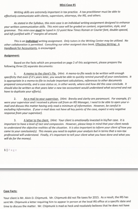 Mini-Case #1 Writing skills are extremely important | Chegg.com