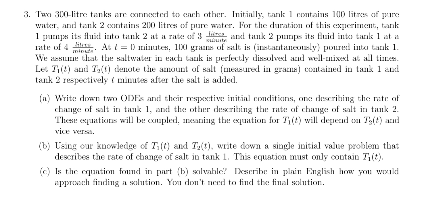 Solved Two 300-litre tanks are connected to each other. | Chegg.com