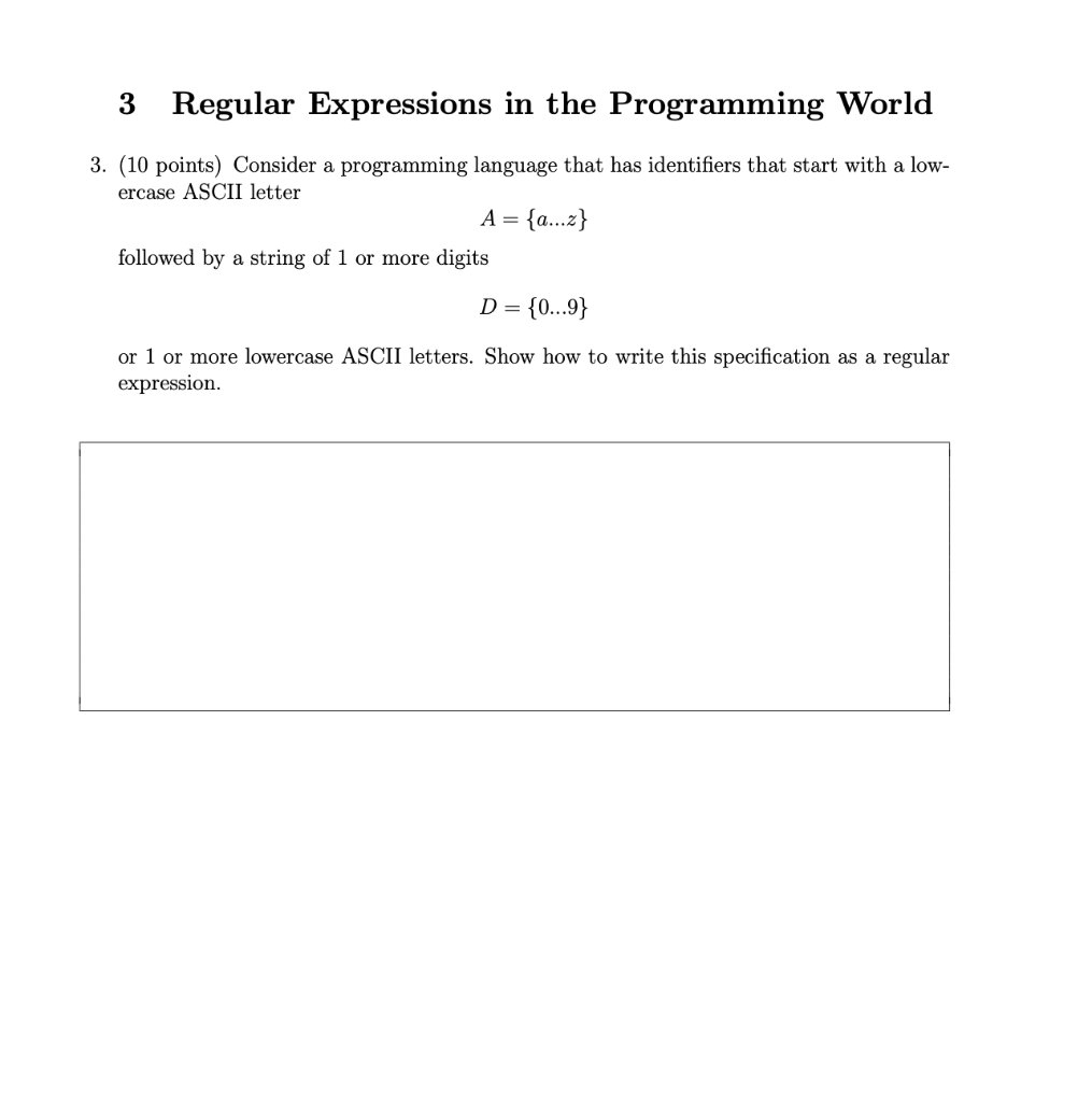 Solved 3 Regular Expressions in the Programming World 3. (10 | Chegg.com