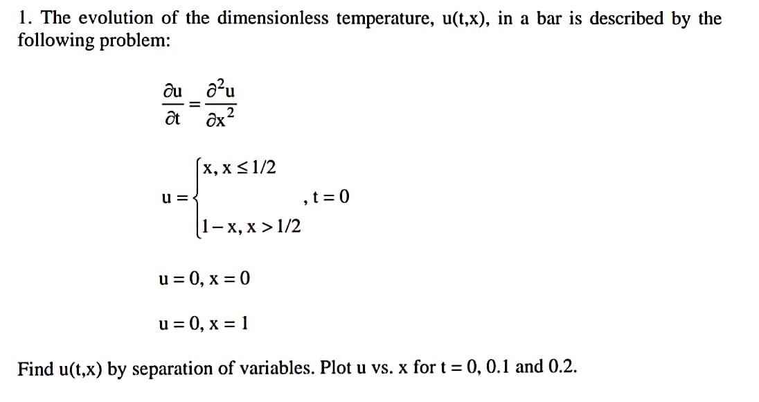 Solved 1. The evolution of the dimensionless temperature, | Chegg.com