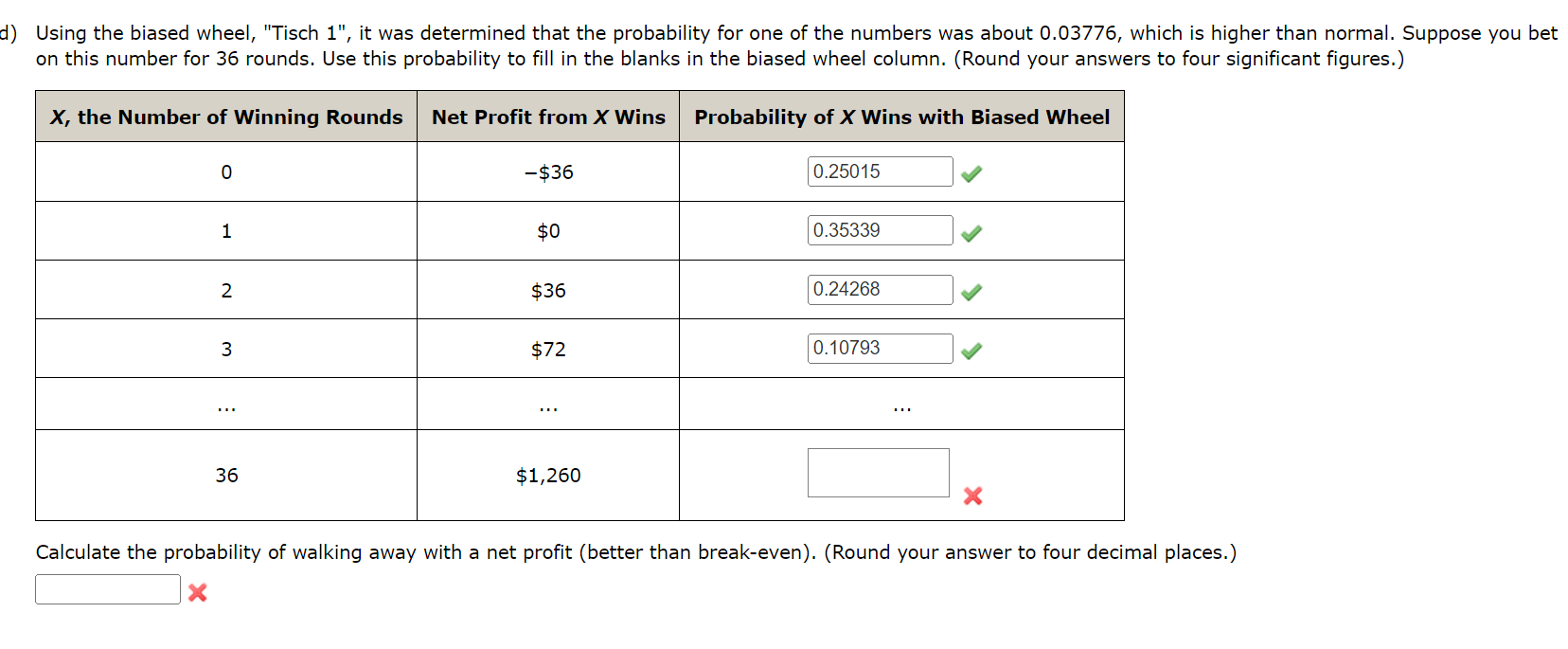 Solved Using the biased wheel, "Tisch 1", it was determined | Chegg.com