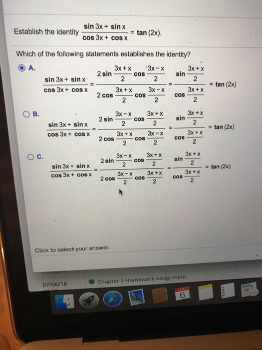 Solved sin 3x sin x cos 3x+ cos x Establish the identity = | Chegg.com