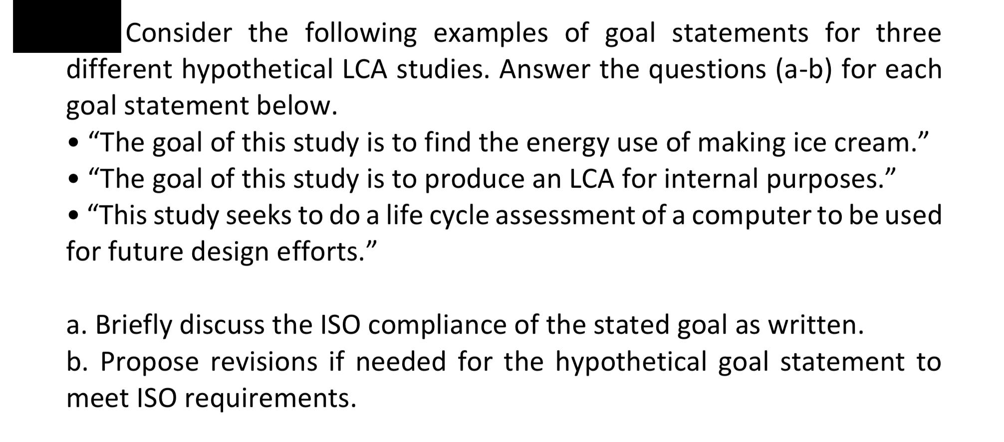 Solved Consider the following examples of goal statements | Chegg.com