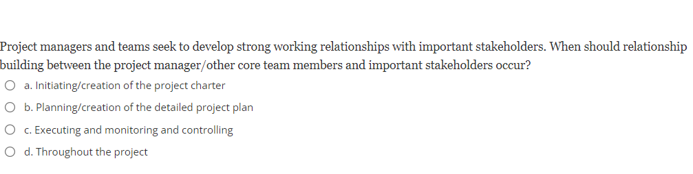 Solved Project managers and teams seek to develop strong | Chegg.com