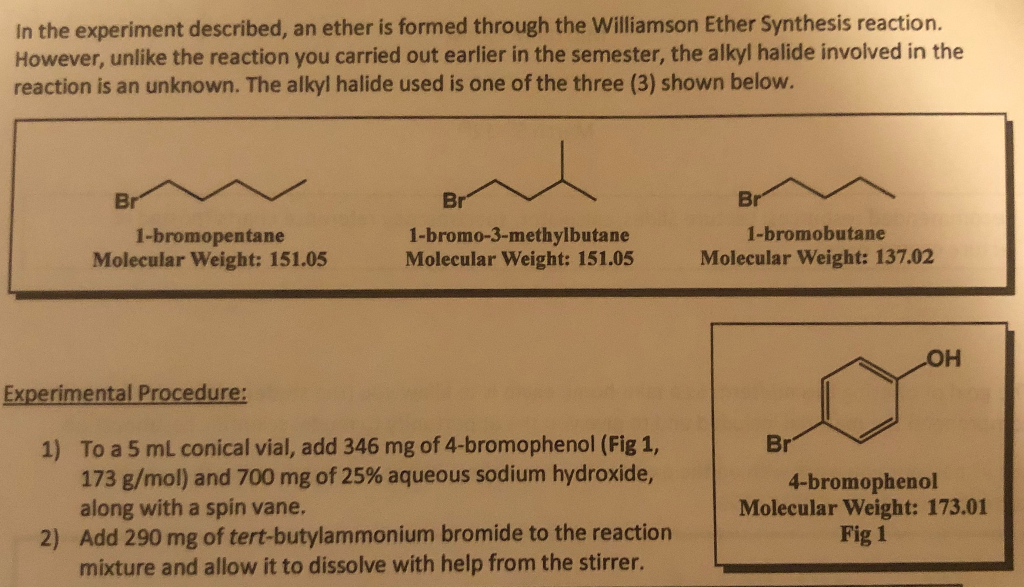 In the experiment described, an ether is formed | Chegg.com