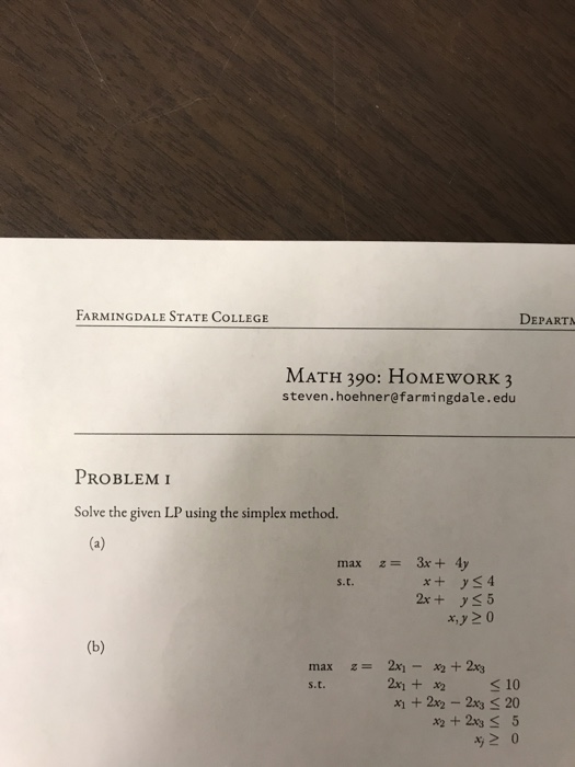 Solved FARMINGDALE STATE COLLEGE DEPART MATH 390: HOMEWORK 3 | Chegg.com